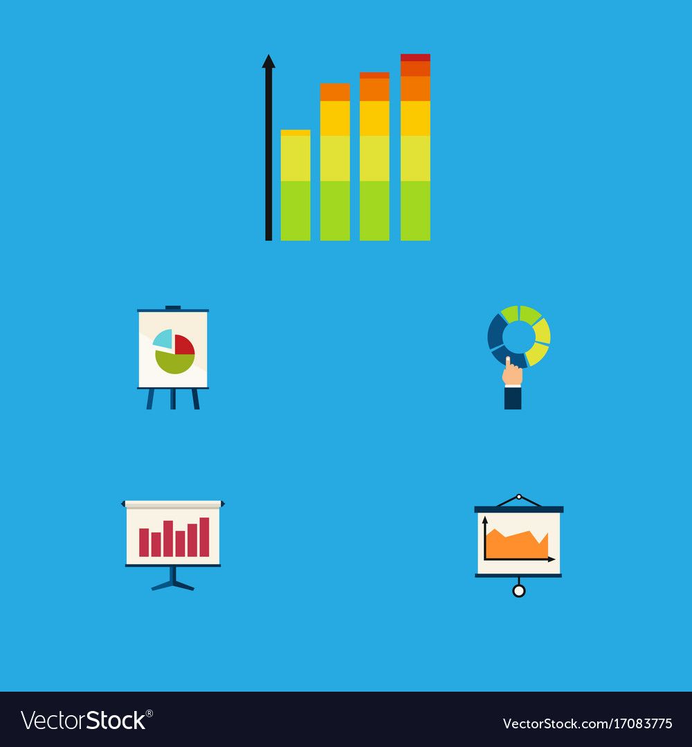 Flat icon graph set of statistic easel Royalty Free Vector Flat icon graph set of statistic easel Royalty Free Vector