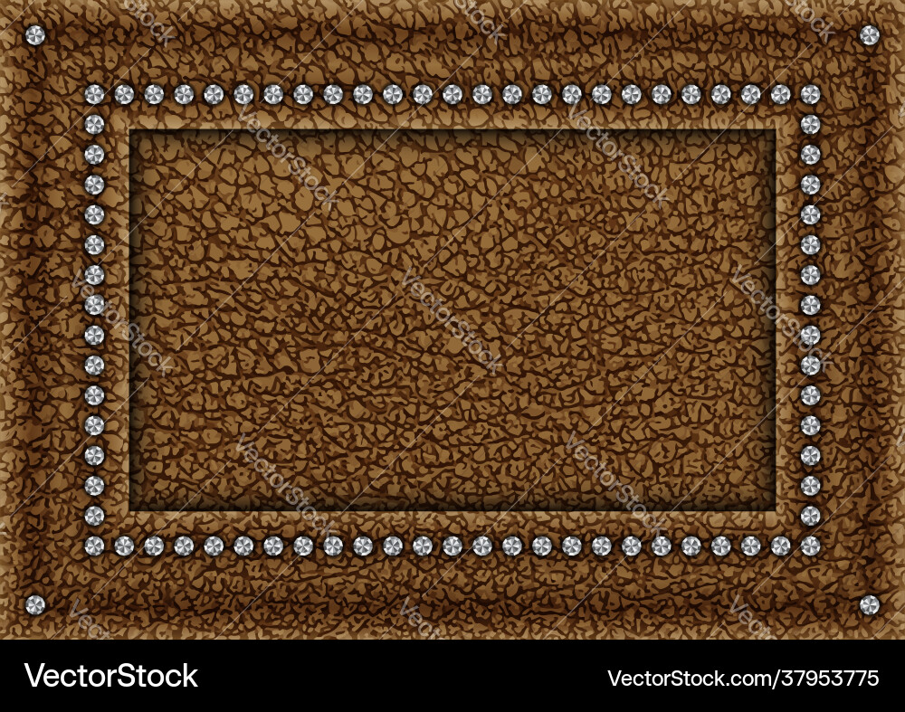 Luxury leather brown poster with silver diamonds Vector Image