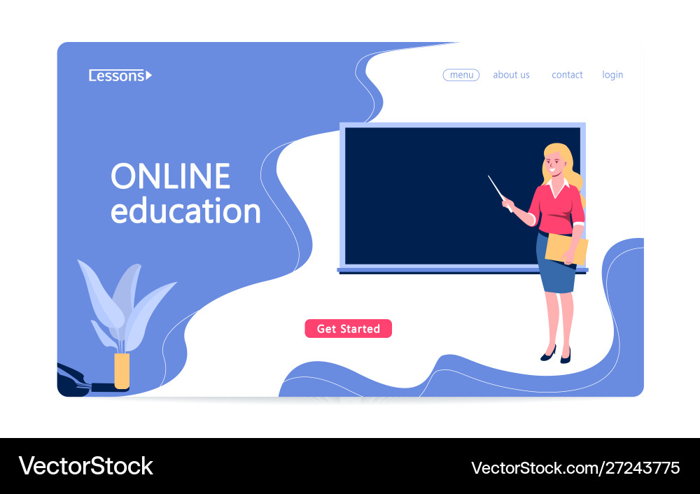 Online education concept with character teacher Vector Image
