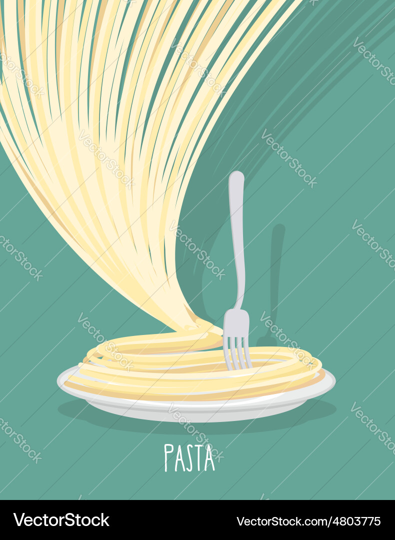 Plate of pasta a dish spaghetti Royalty Free Vector Image