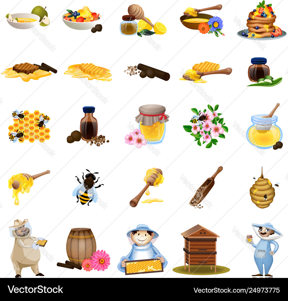 Propolis icons set cartoon style Royalty Free Vector Image