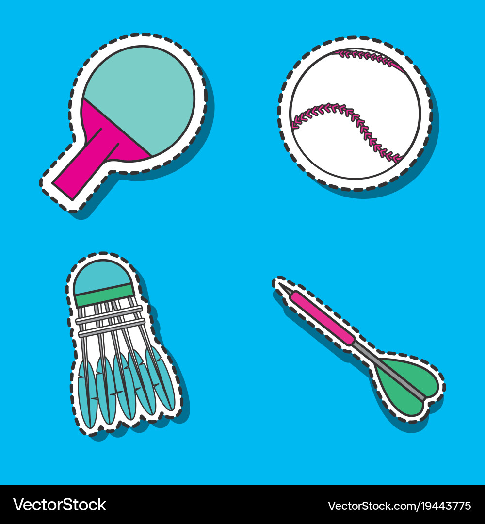 Set sport elements to play patches decoration Vector Image
