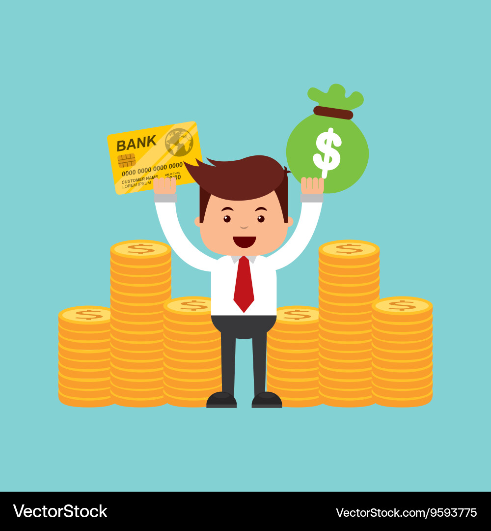 Successful businessman character isolated icon Vector Image