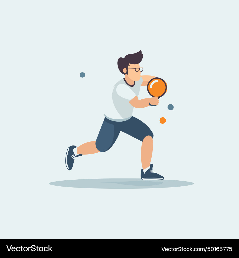 Table tennis player in action flat cartoon Vector Image
