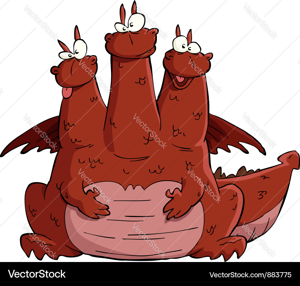 Three headed dragon Royalty Free Vector Image - VectorStock