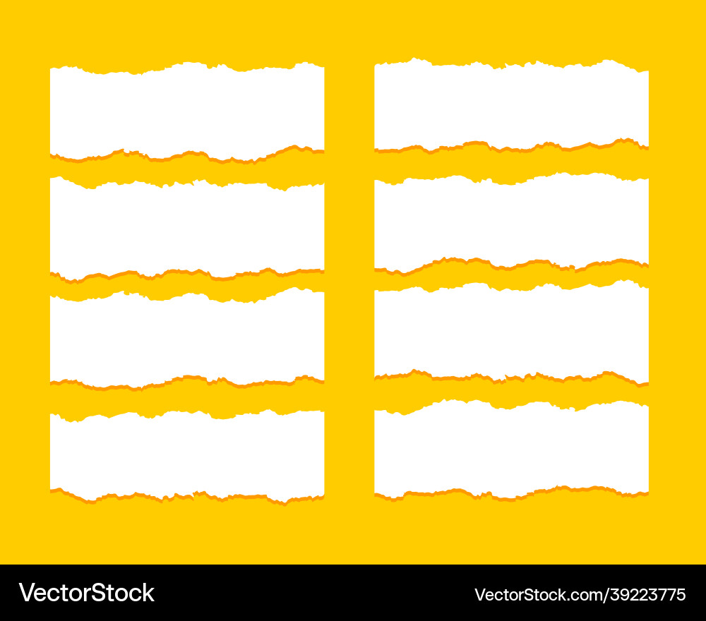 Torn ripper paper sheet textures set of eight Vector Image