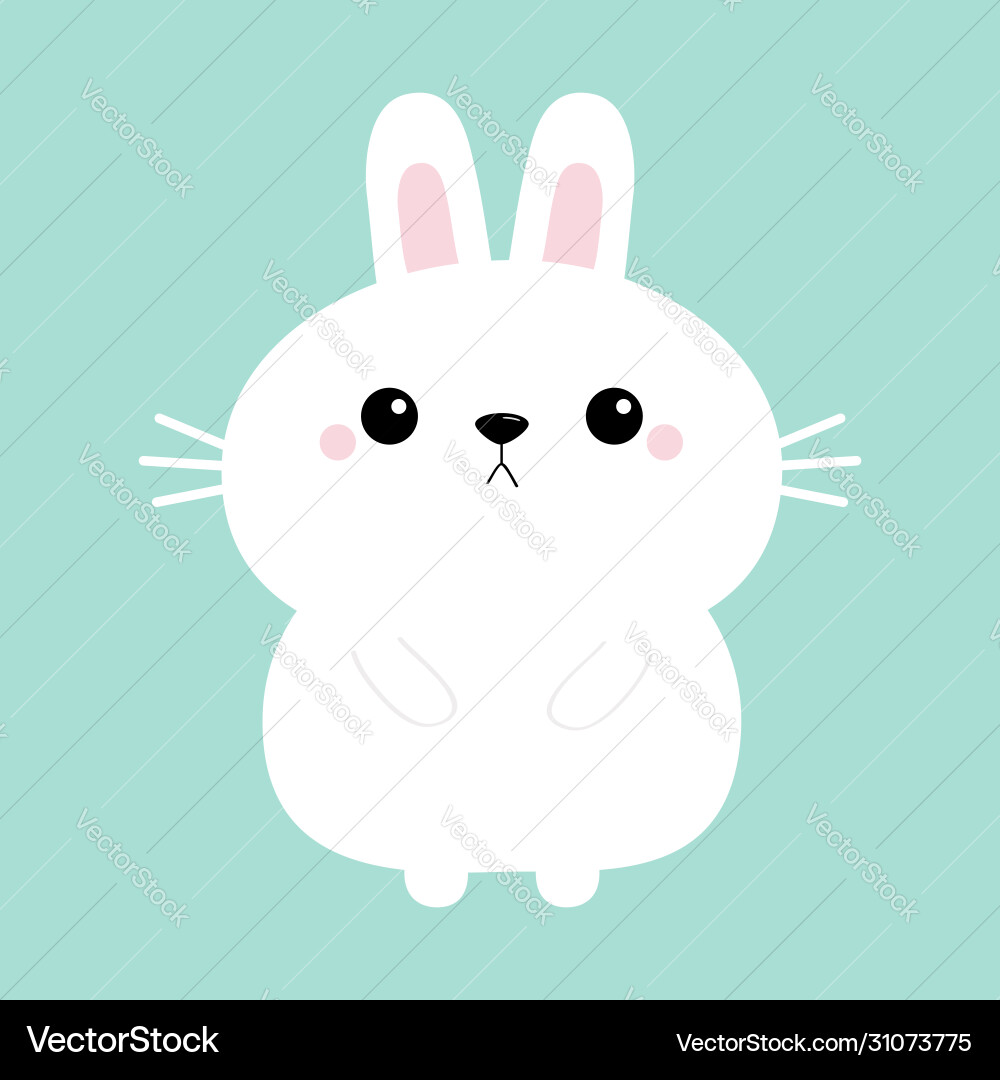 White bunny rabbit hare icon funny head face cute Vector Image