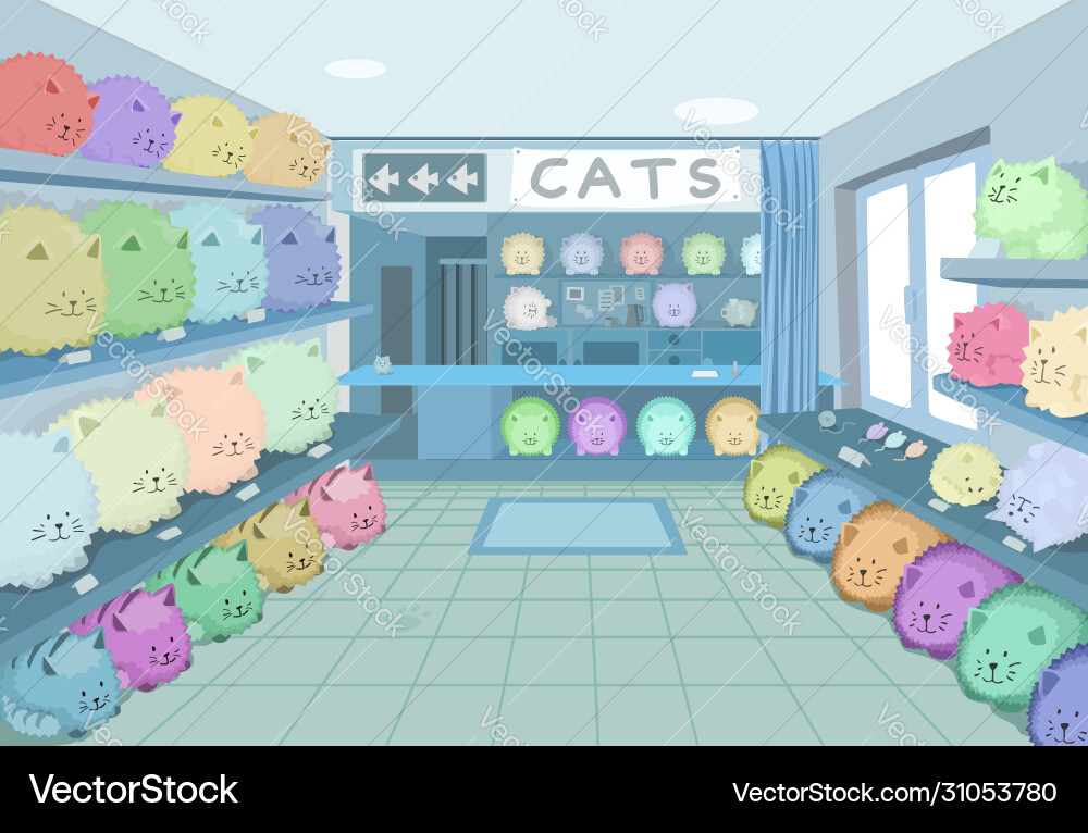 Cat shop room cartoon Royalty Free Vector Image