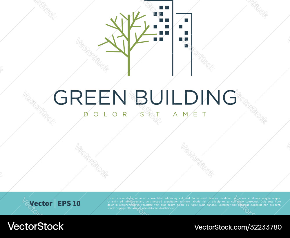 Eco green building icon logo template design eps Vector Image