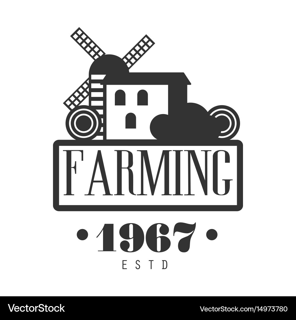 Farming estd 1967 logo black and white retro Vector Image