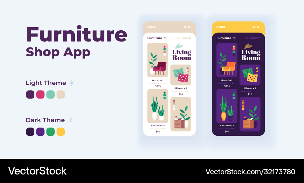 Furniture shop app cartoon smartphone interface Vector Image