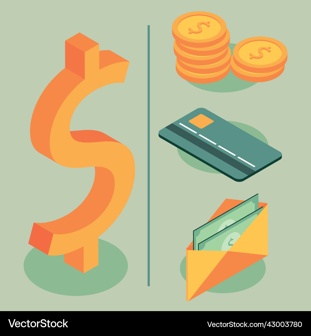 Icons collection money Royalty Free Vector Image