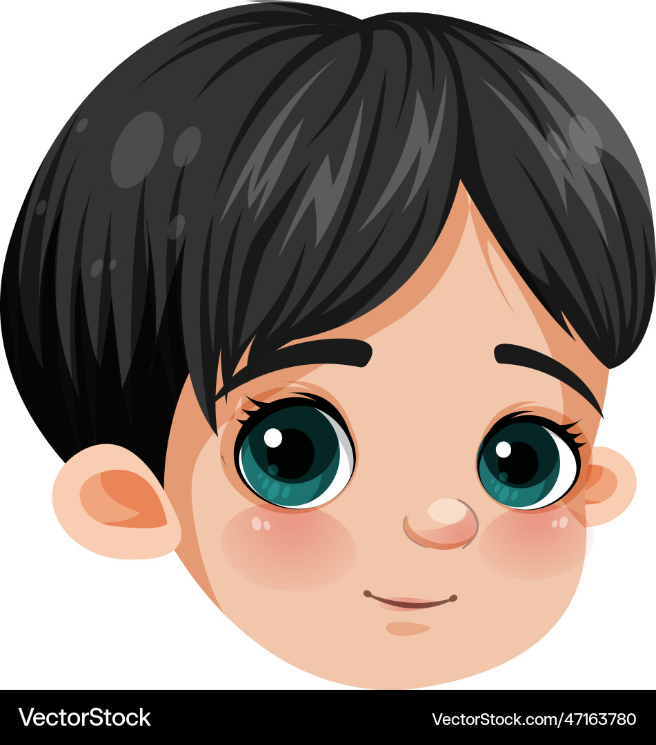 Innocent boy with black hair Royalty Free Vector Image