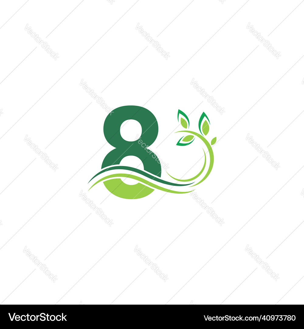 Number 8 icon with floral logo design template Vector Image