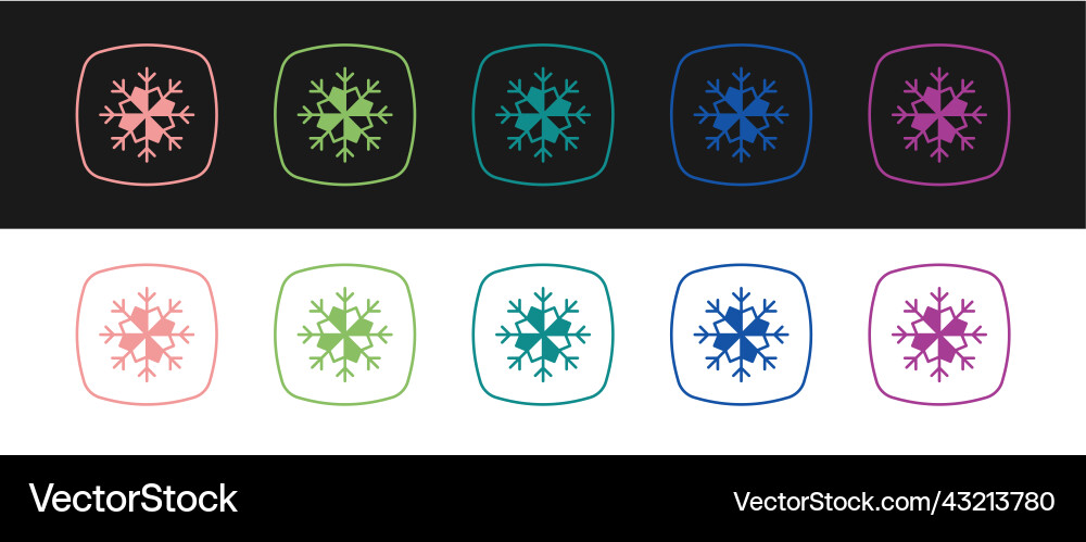 Set snowflake icon isolated on black and white Vector Image