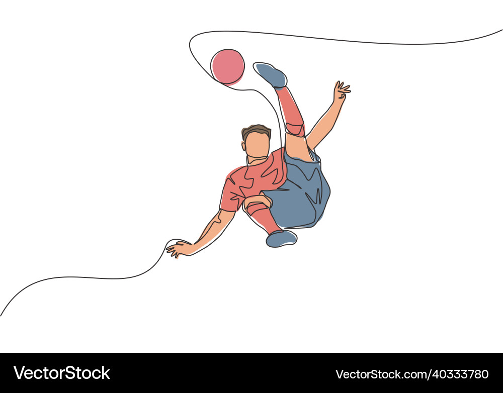 Single continuous line drawing of young talented Vector Image