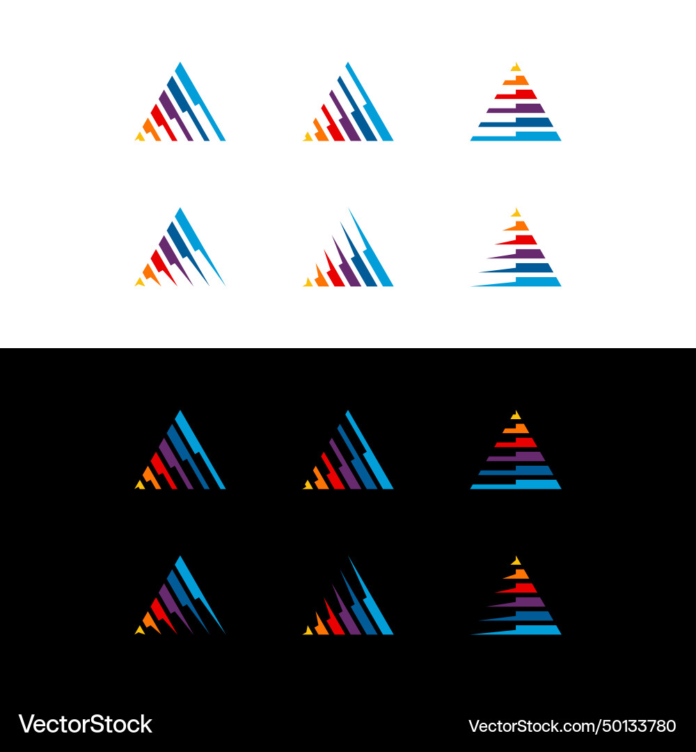 Triangle letter a geometric colorful logo design Vector Image