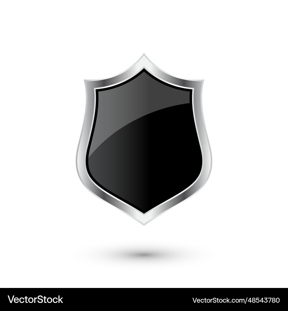 Vintage heraldic 3d shield icon with shiny metal Vector Image