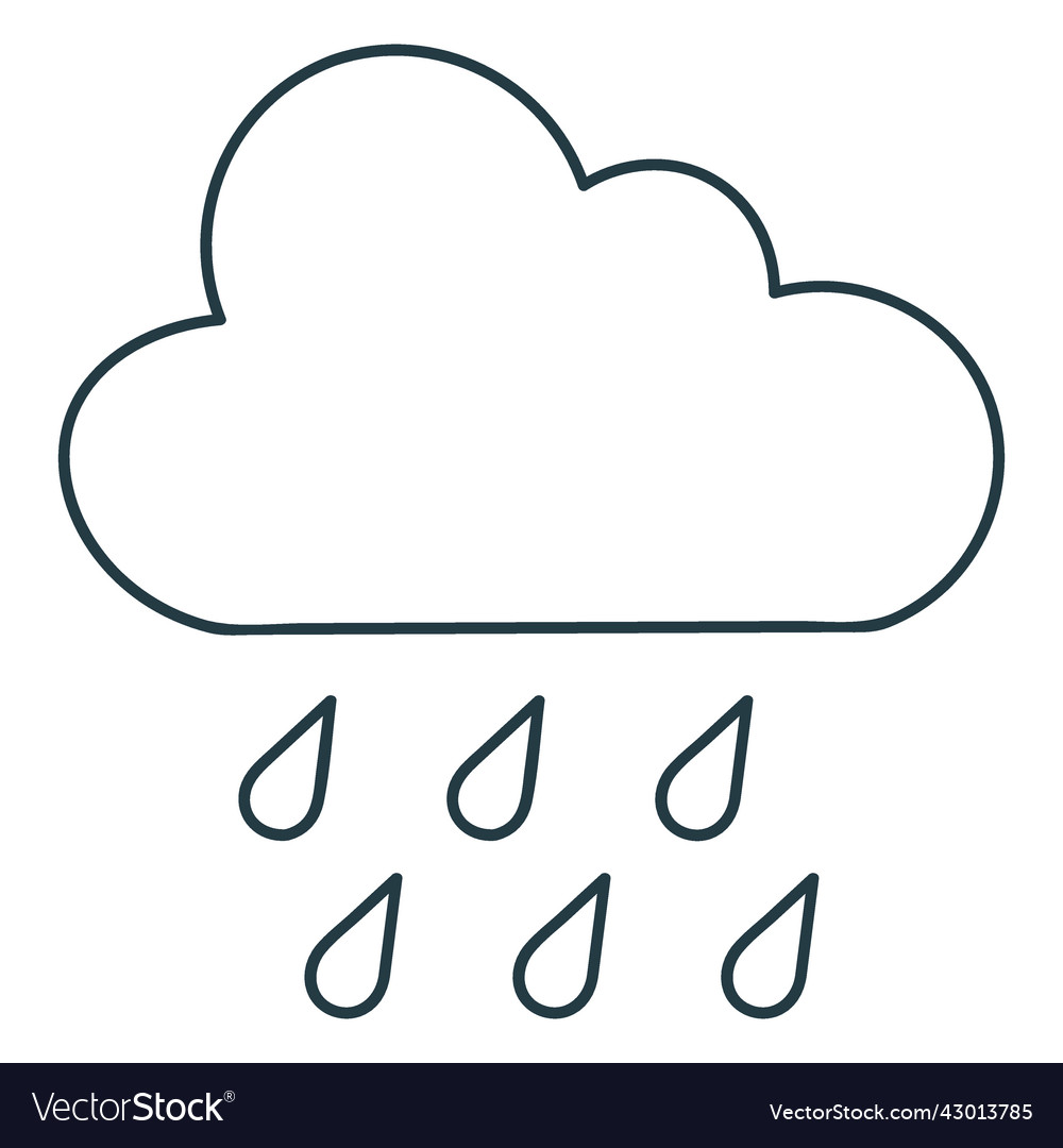 Cloud raining stroke Royalty Free Vector Image