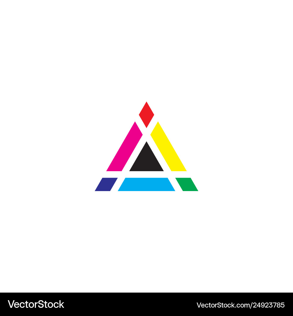 Color mixing triangle icon print logo design Vector Image