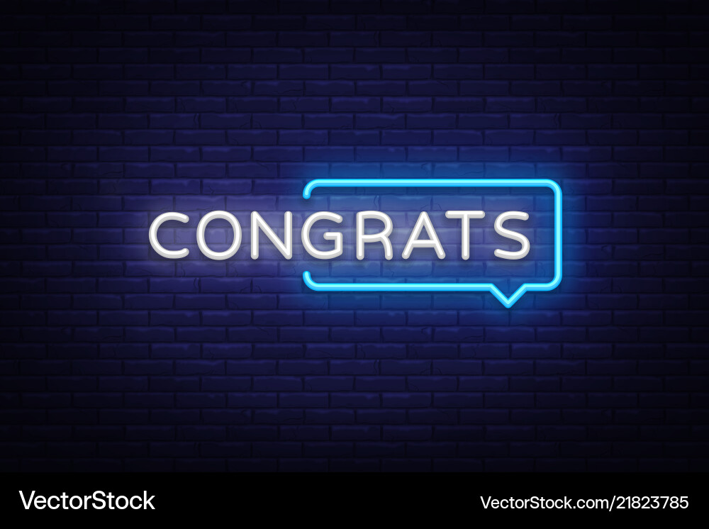 Congrats neon text congrats neon sign Royalty Free Vector