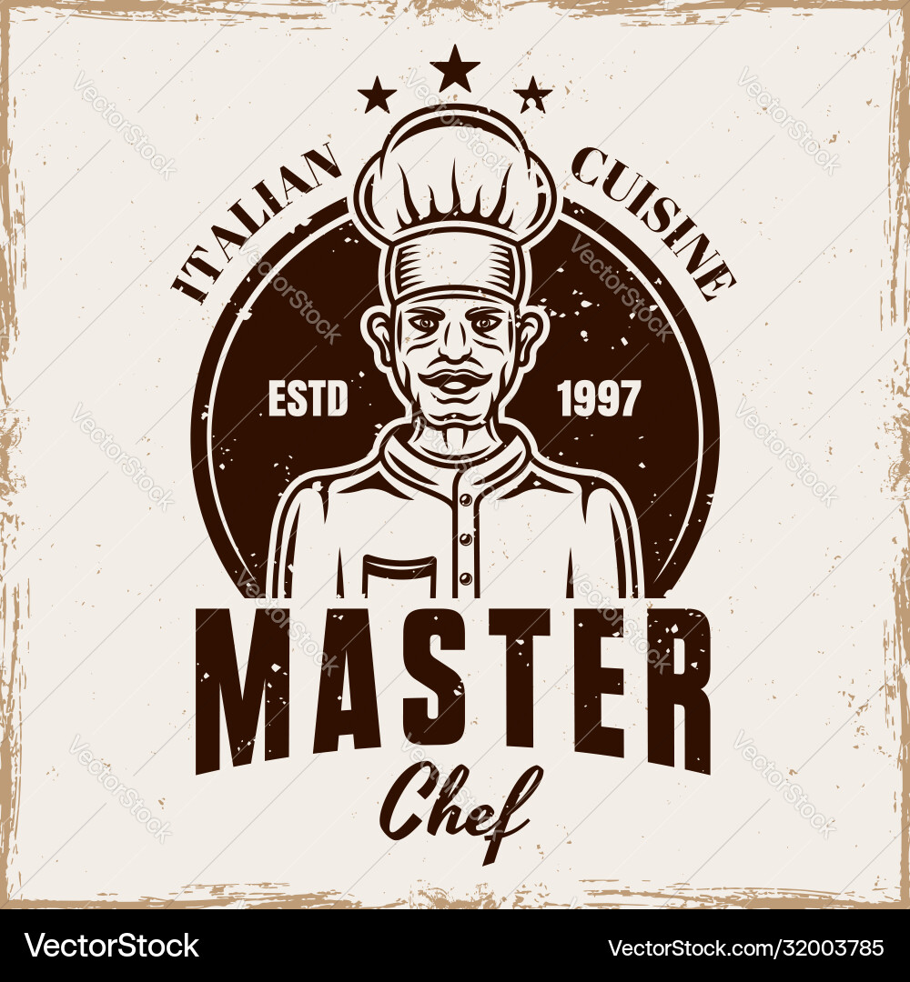 Cooking emblem badge or logo with chef Royalty Free Vector