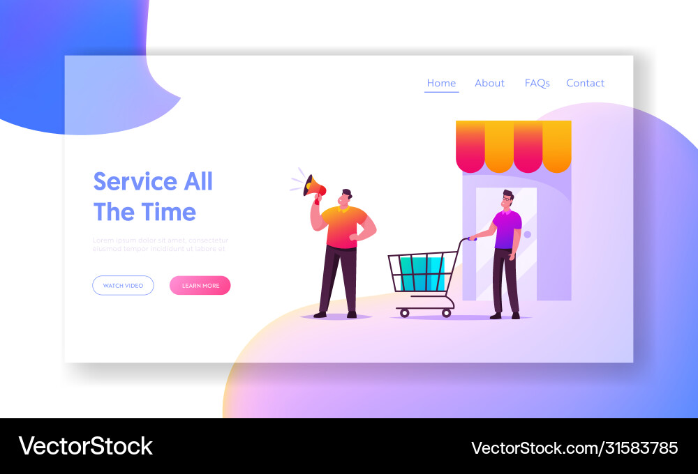 Customer journey landing page template alert Vector Image