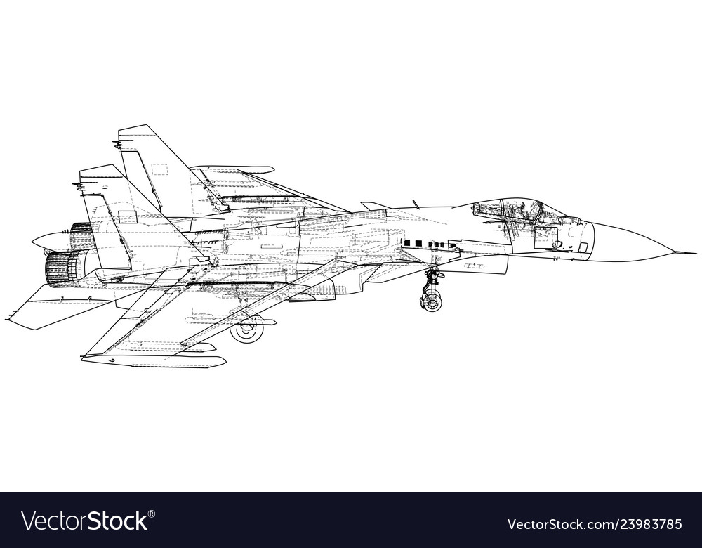 Fighter jet wireframe concept created Royalty Free Vector