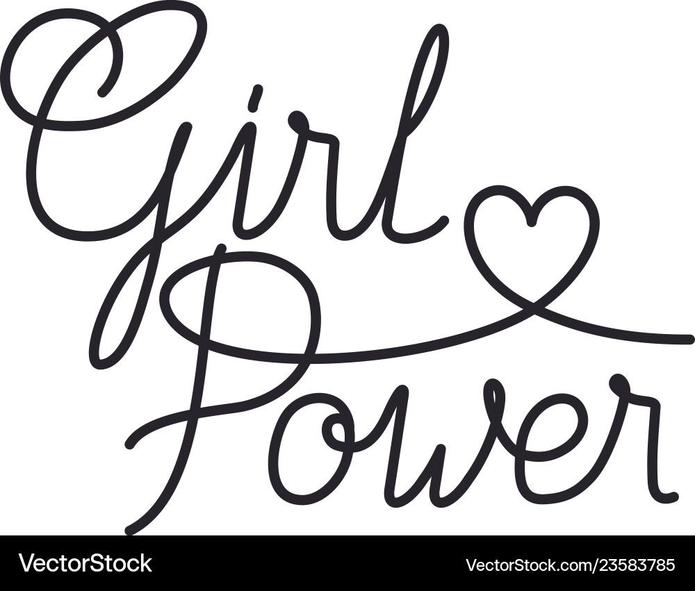 Girl power label isolated icon Royalty Free Vector Image