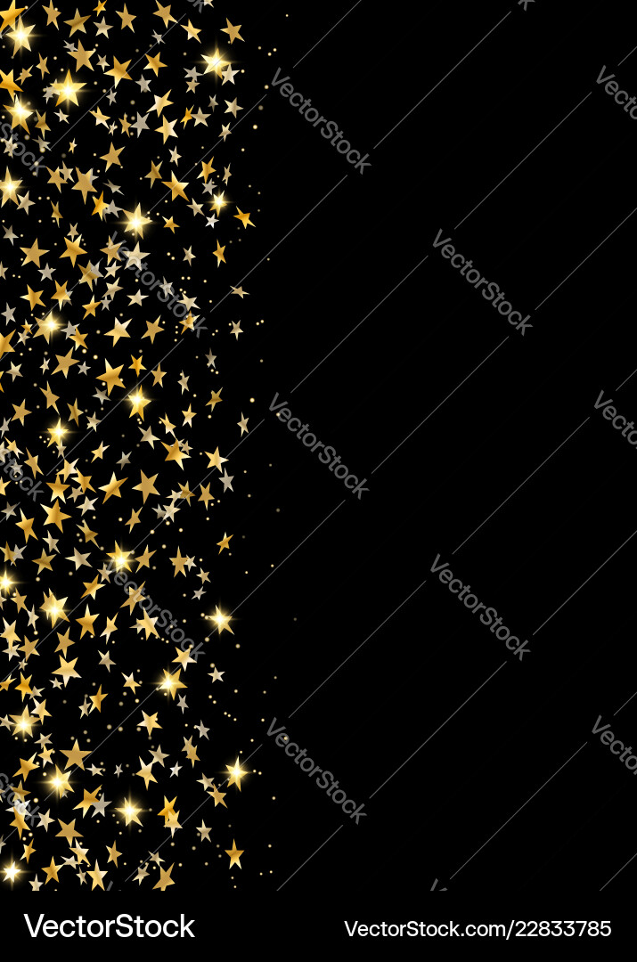 Gold stars falling confetti isolated on black Vector Image