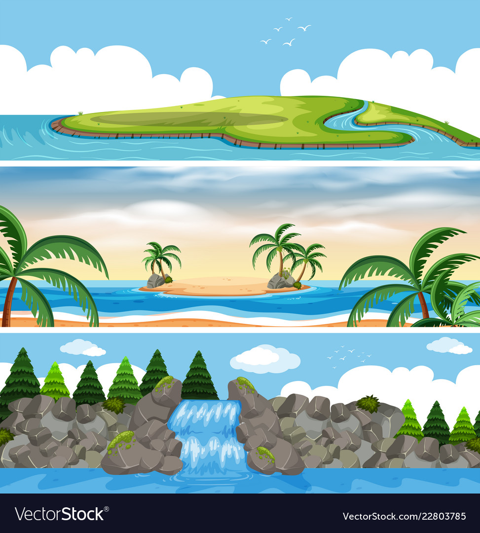 Set of beautiful nature landscape Royalty Free Vector Image