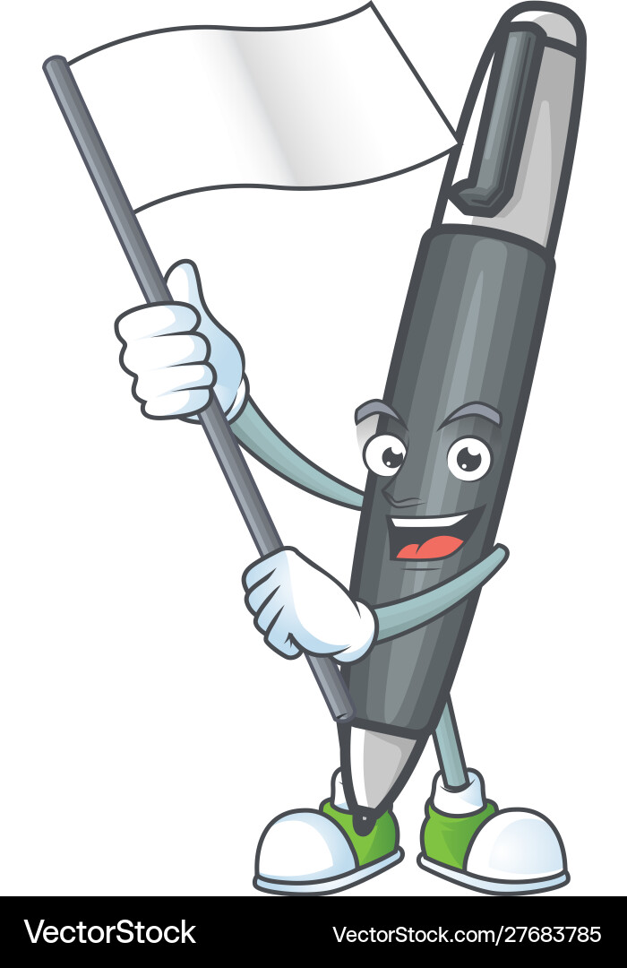 With flag black ballpoint cartoon character Vector Image