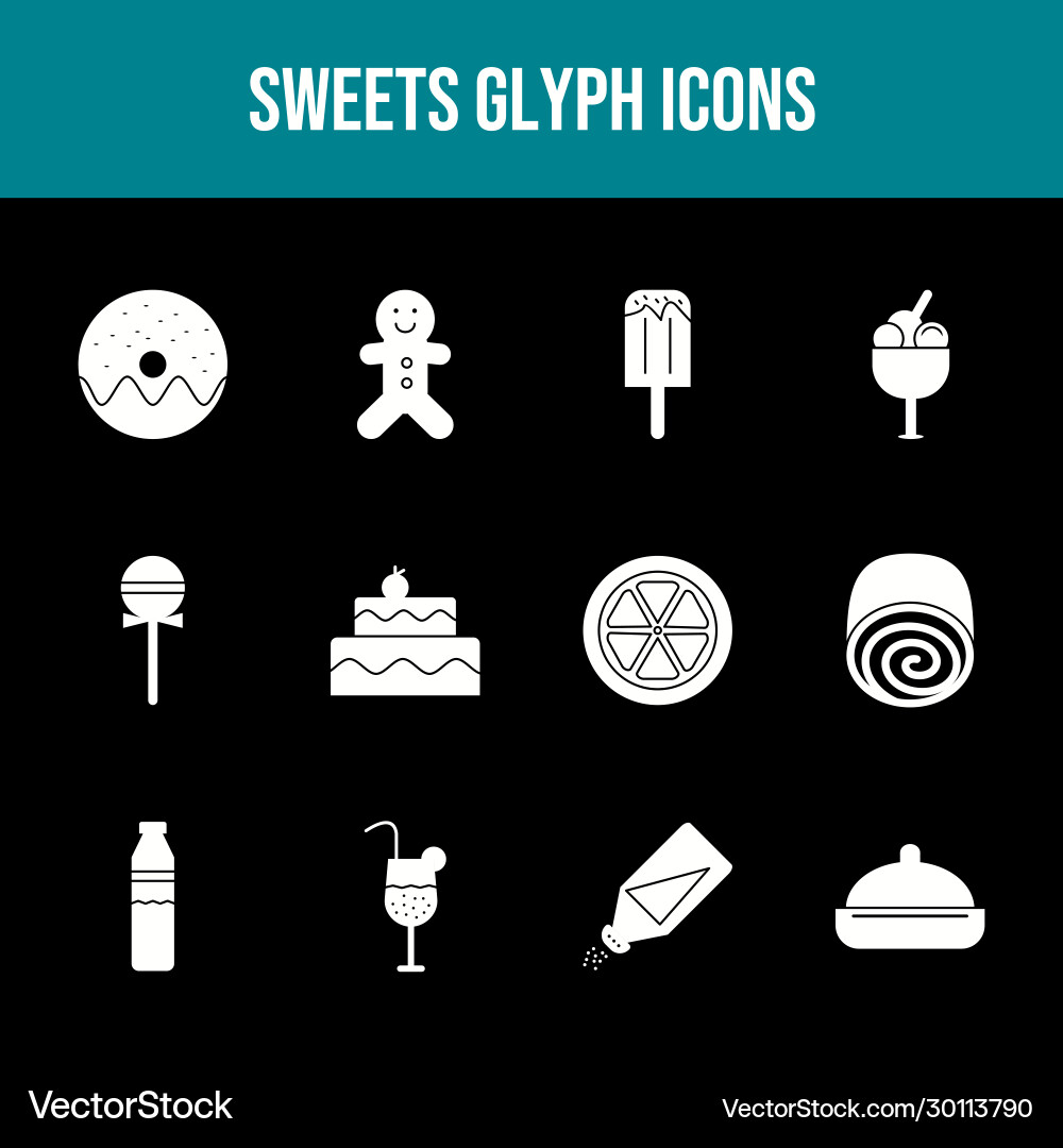 12 sweets icons in one set Royalty Free Vector Image