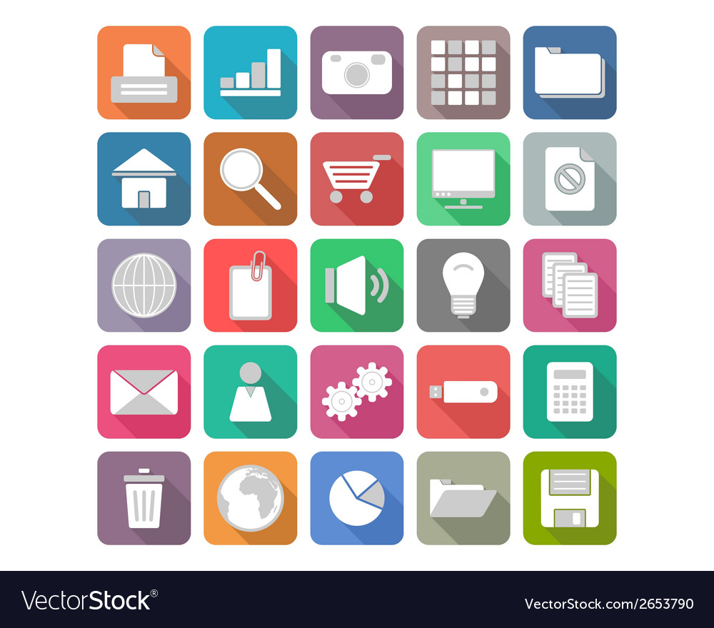 Flat icons set Royalty Free Vector Image - VectorStock