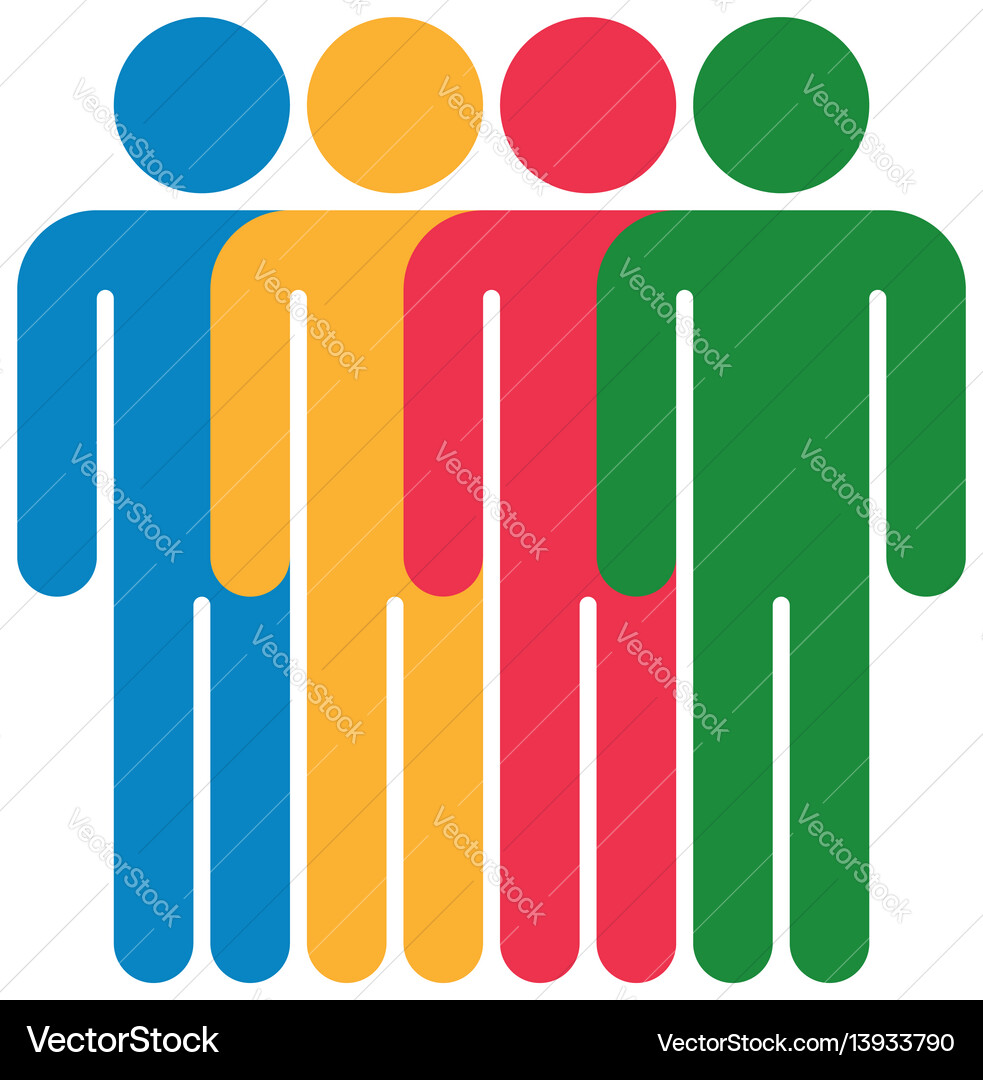 Four man sign people icon Royalty Free Vector Image