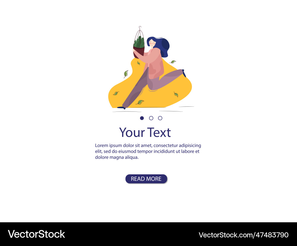 Girl running with cactus vase and text effect Vector Image