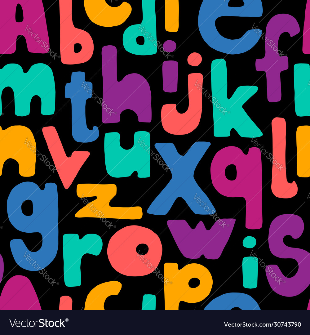 Hand drawn letters seamless pattern Royalty Free Vector