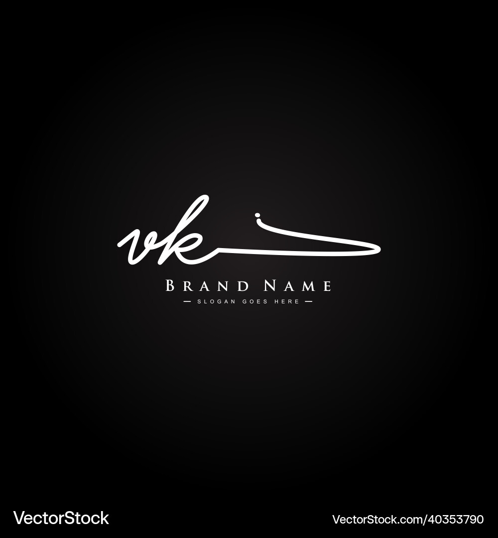 Initial letter vk logo - handwritten signature Vector Image