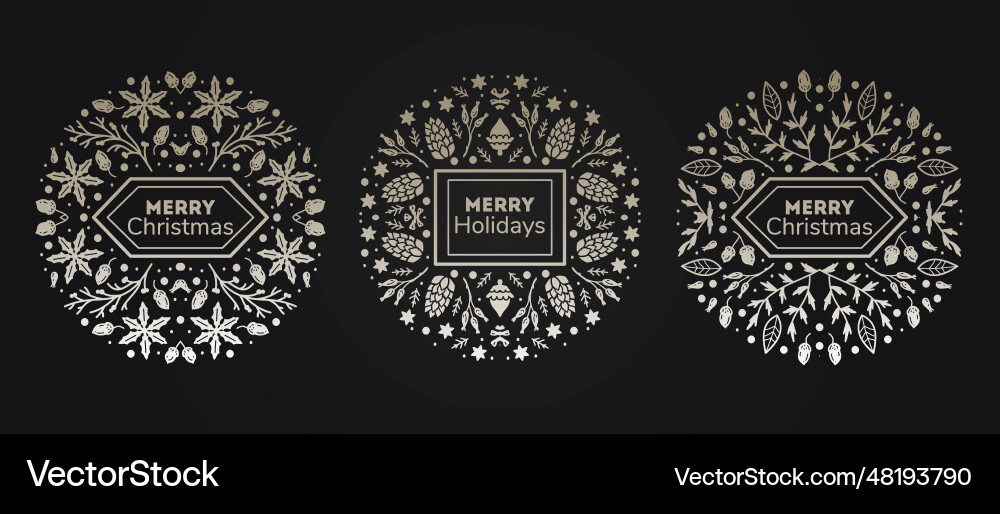 Luxury christmas circles round shapes set Vector Image