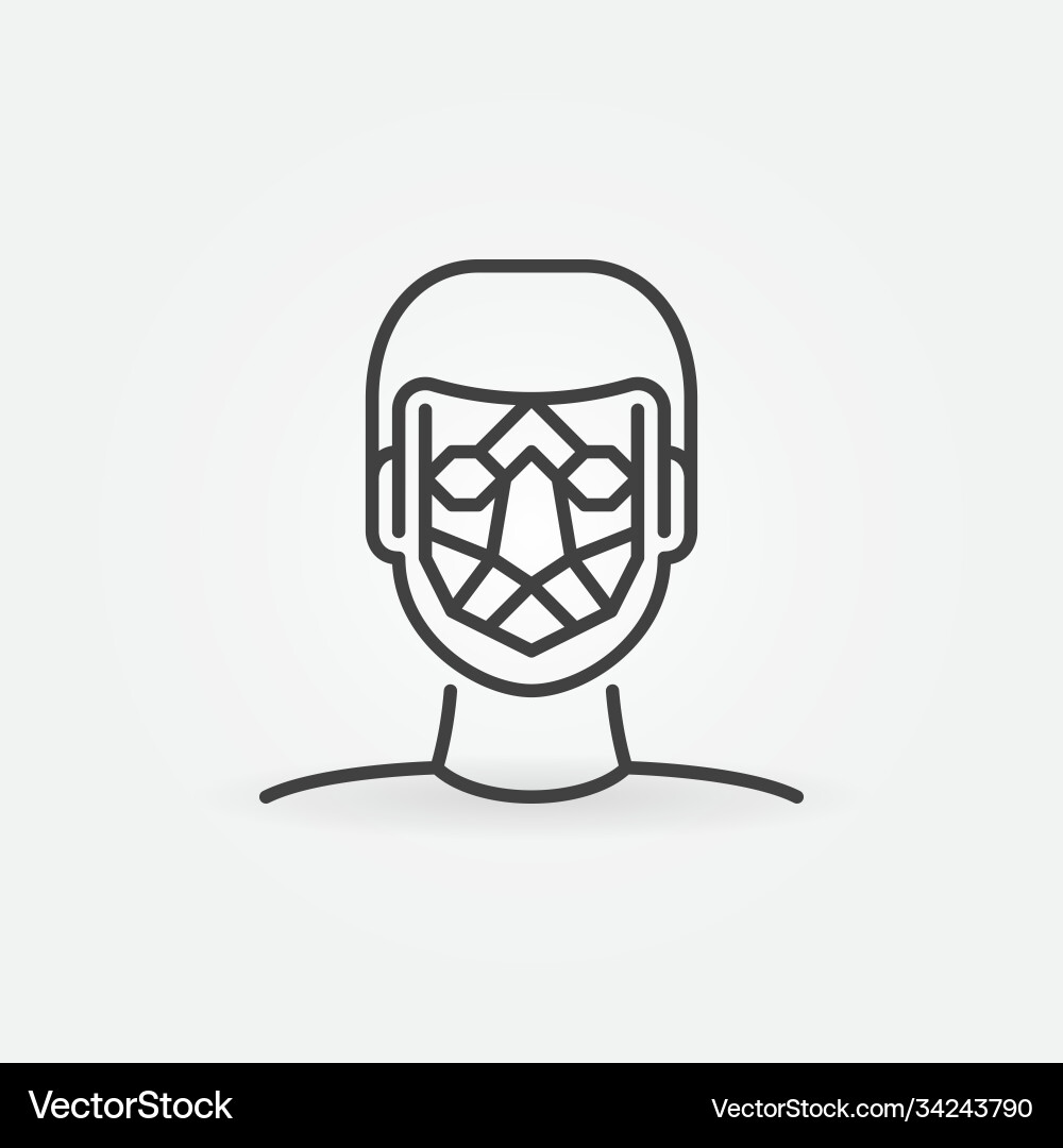 Man face detection line icon facial Royalty Free Vector