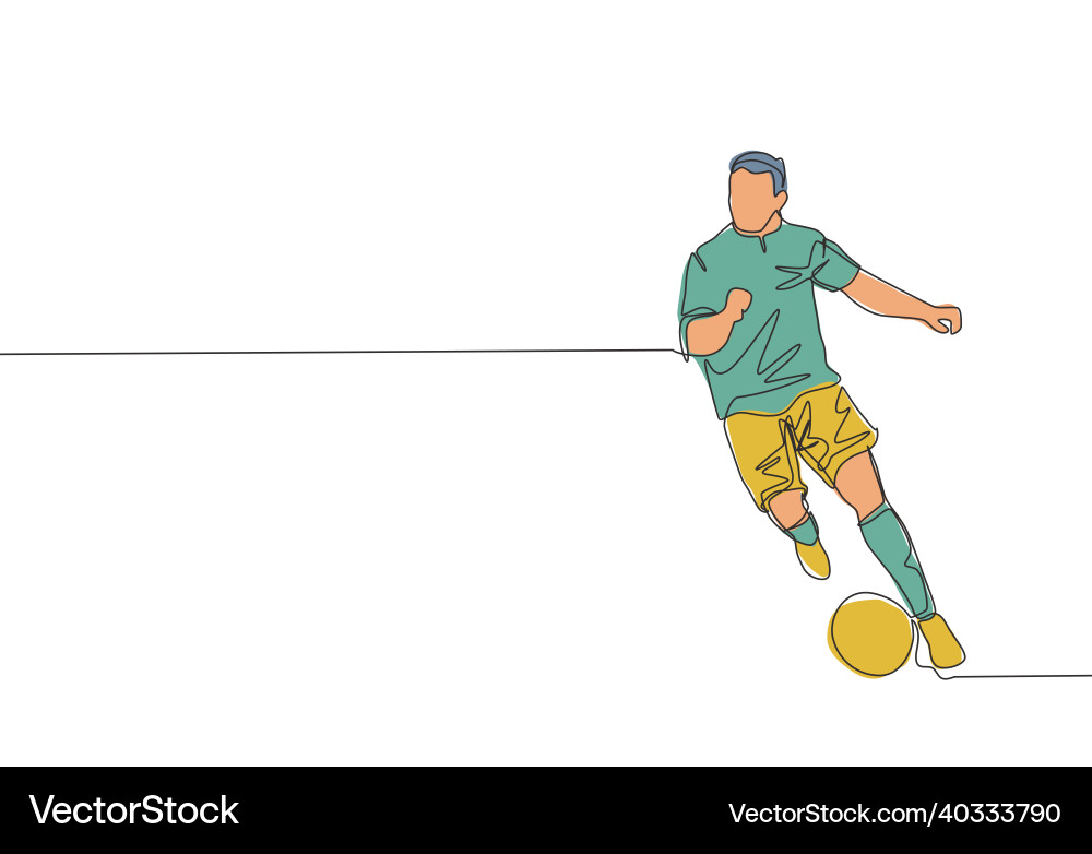 One single line drawing of young talented Vector Image