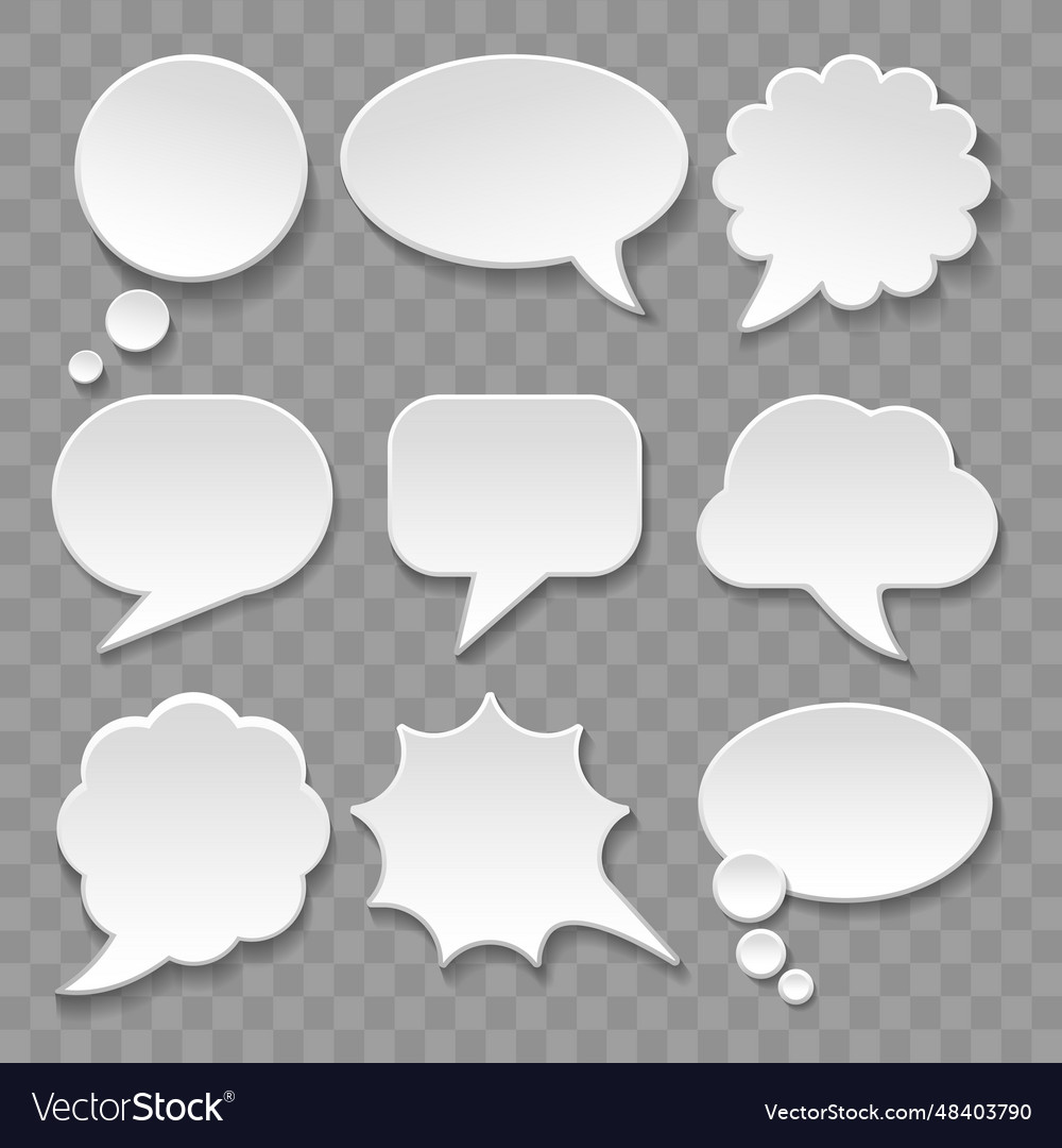 Paper bubble cloud set Royalty Free Vector Image