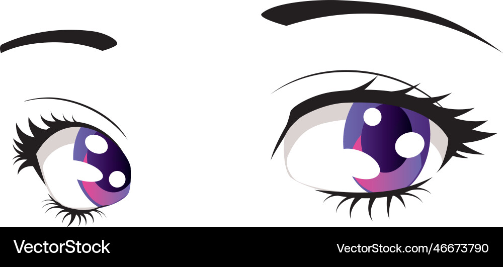 Purple anime female eyes Royalty Free Vector Image
