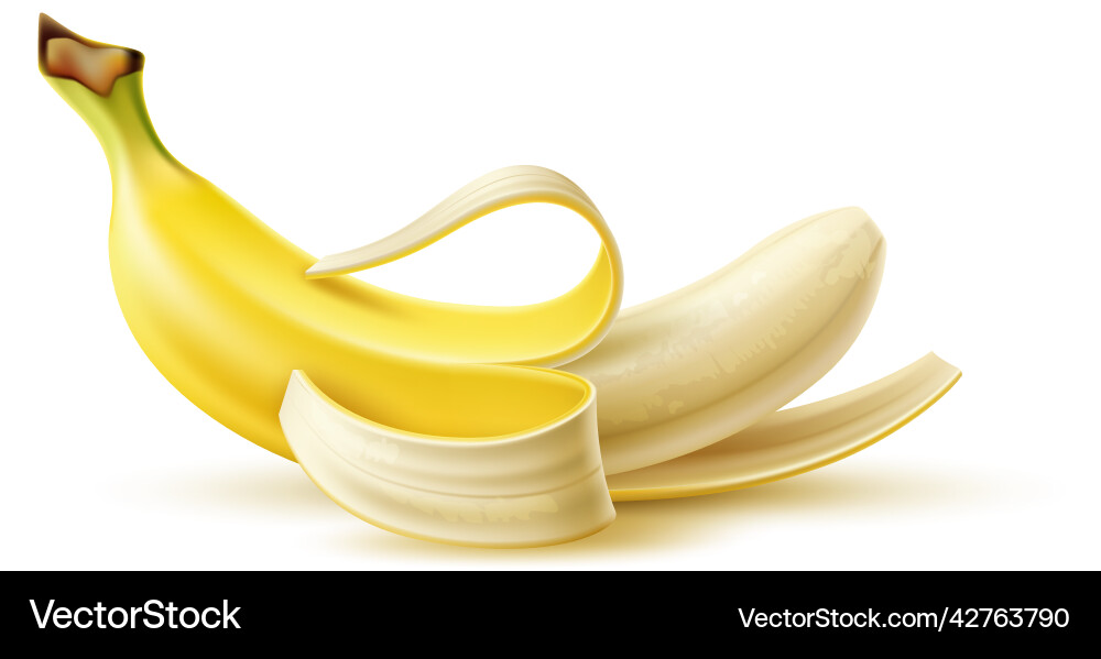 Realistic yellow banana tropical fruit peeling Vector Image