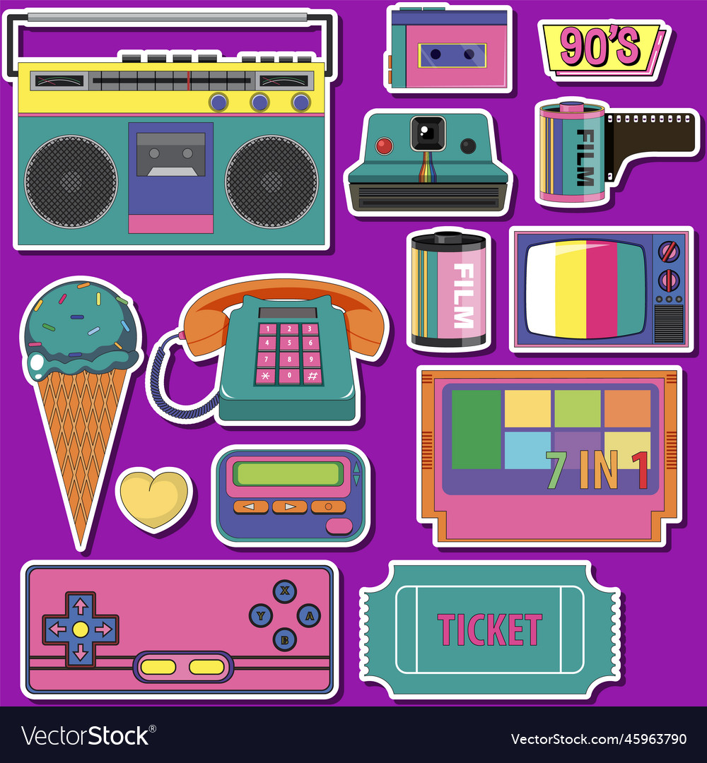Retro objects and elements set Royalty Free Vector Image