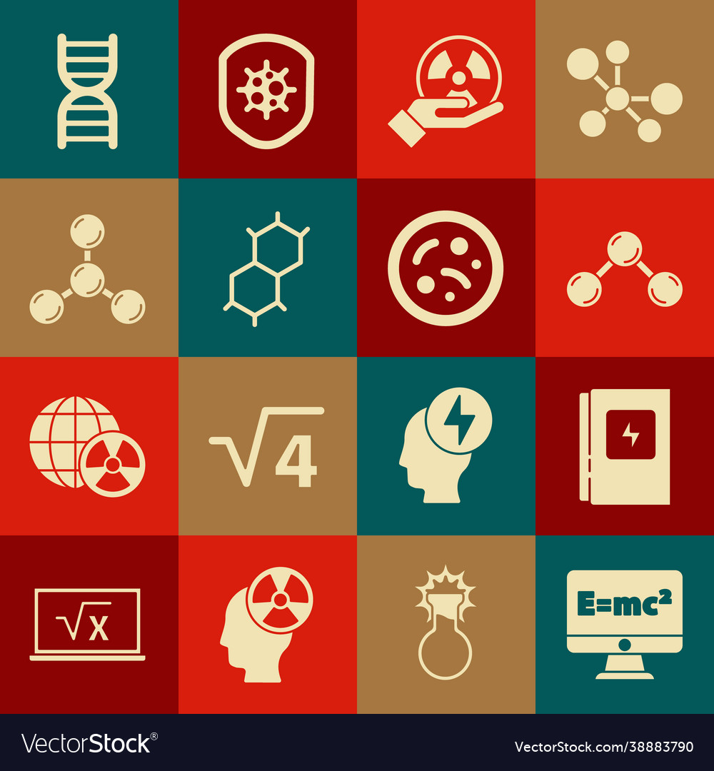 Set equation solution electrical panel molecule Vector Image