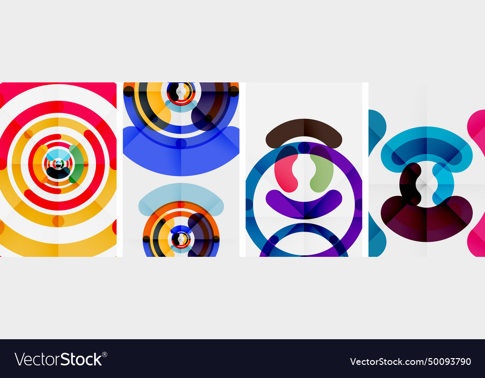 Set of line design circle posters Royalty Free Vector Image