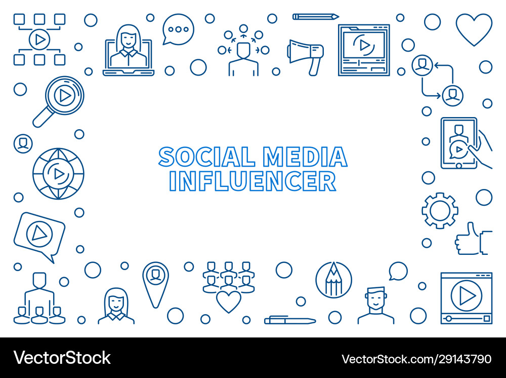 Social media influencer outline frame Royalty Free Vector