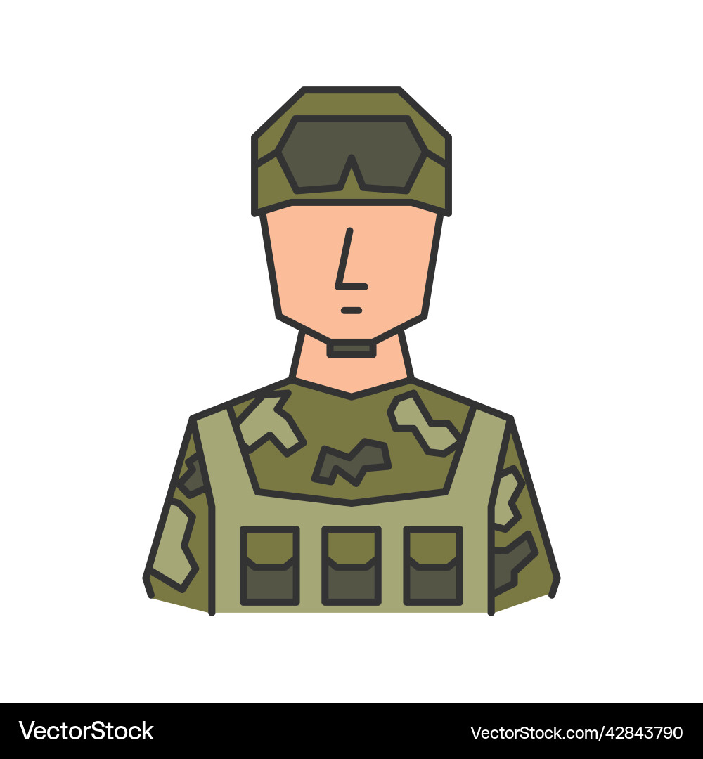 Soldier avatar flat icon Royalty Free Vector Image
