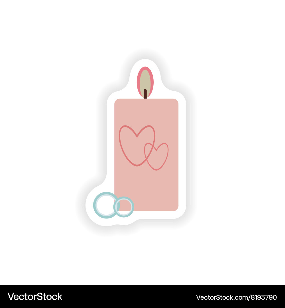 Stylish paper sticker on white background candle Vector Image